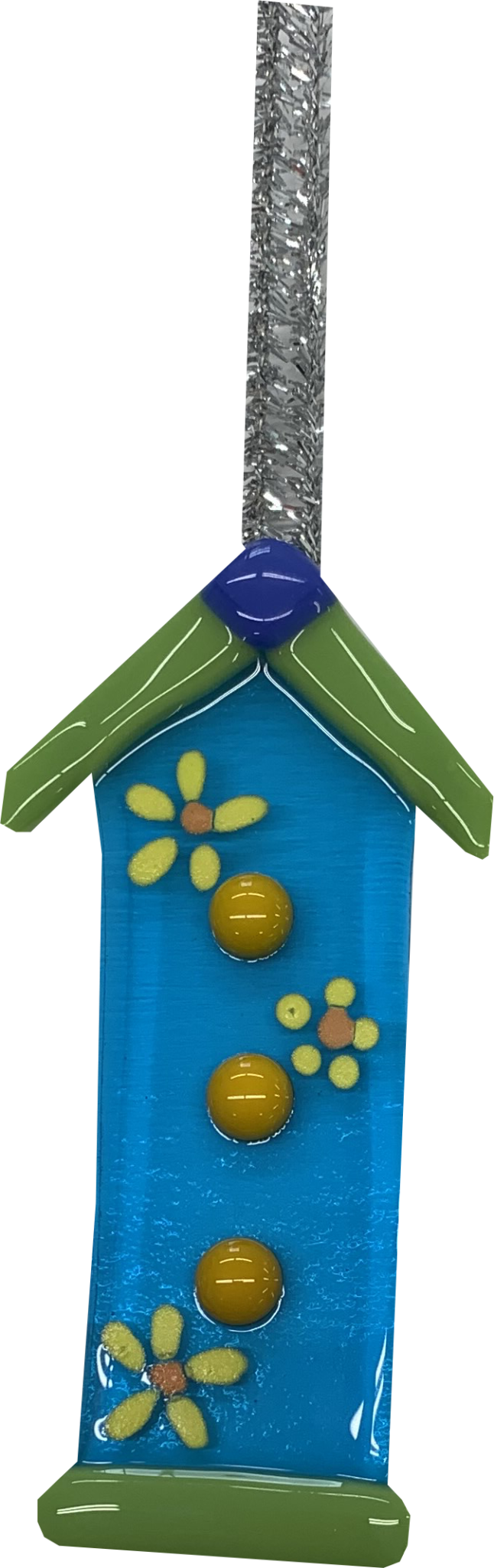 Rectangular Bird House Ornament, Aqua & Green – Charlene Heilman Fused ...