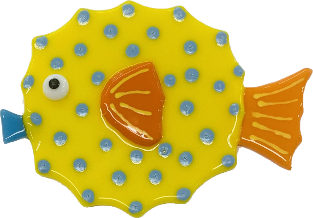 Puffer fish extra small, yellow – Charlene Heilman Fused-Glass Art