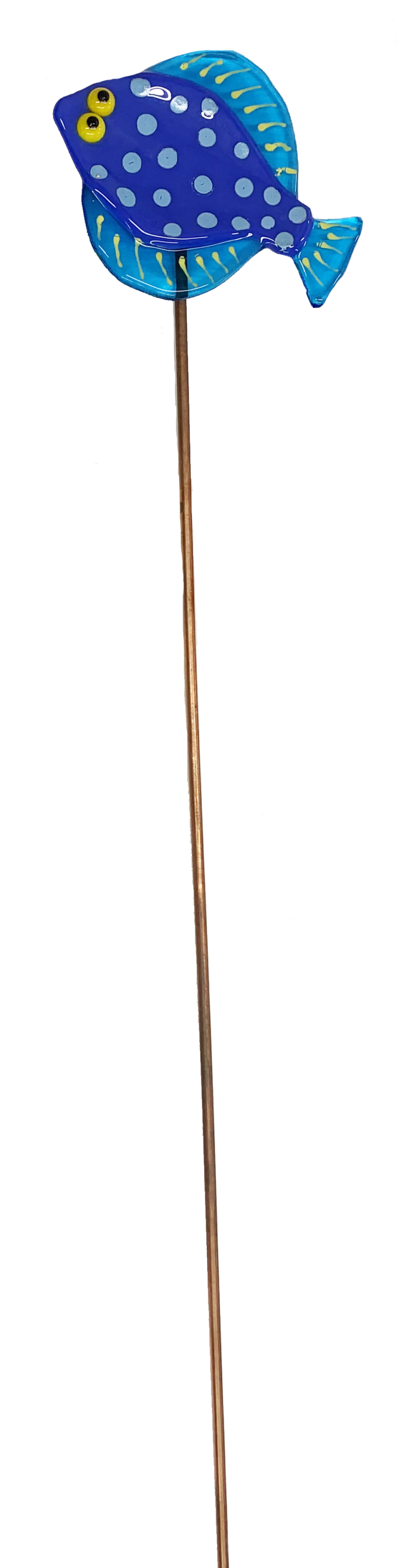 Blue flounder garden art – Charlene Heilman Fused-Glass Art